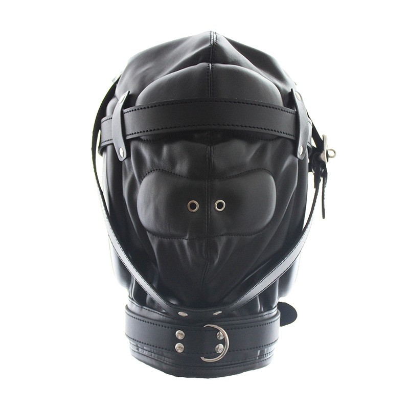 PU leren hoofdmasker met kussens - zwart | Nooitmeersaai