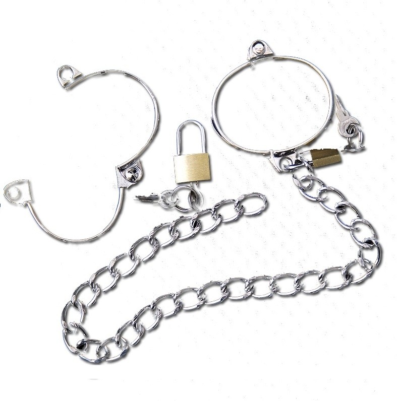 Zilveren handboeien met ketting - 8,0 x 6,3 cm | Nooitmeersaai